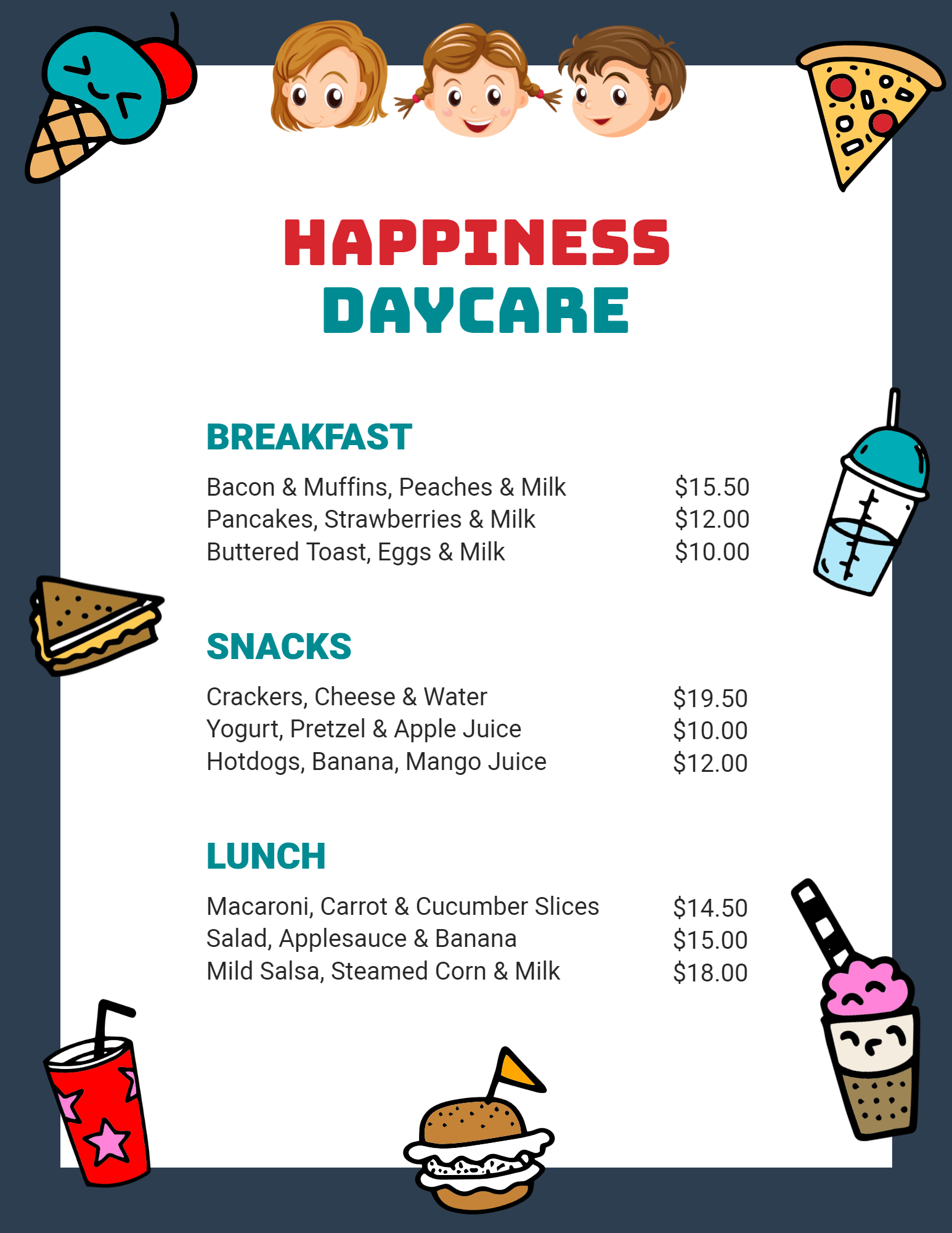 Kids Menu Design Ideas & Examples - PhotoADKing