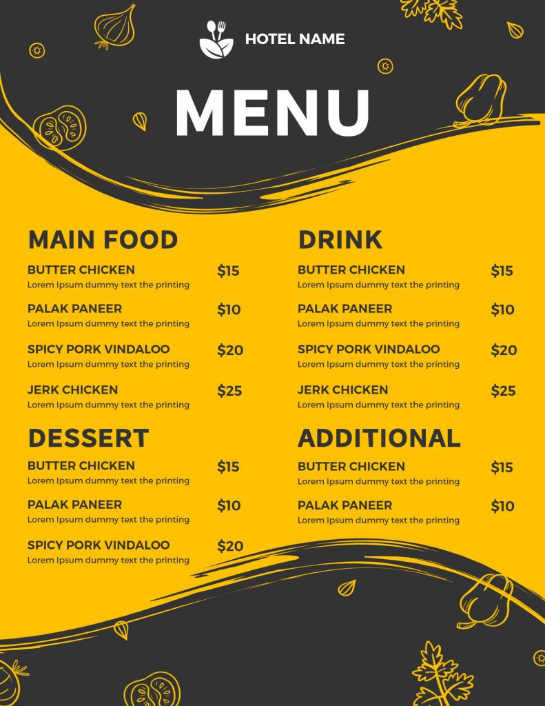 Hotel Menu Design Samples Hotel Menu Design Samples