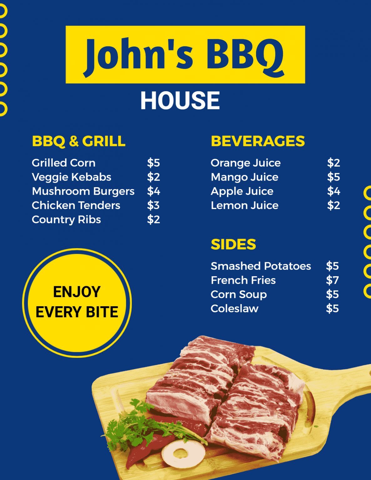 BBQ Menu Design Ideas, Examples & Samples