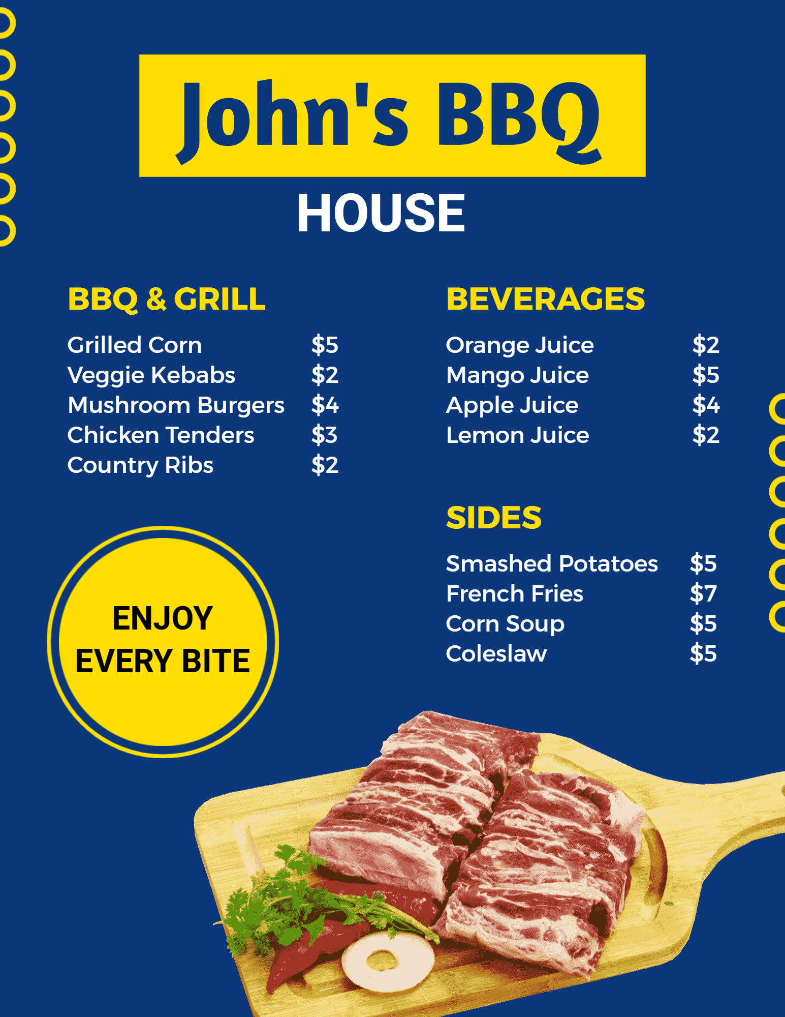 BBQ Menu Design Ideas, Examples & Samples