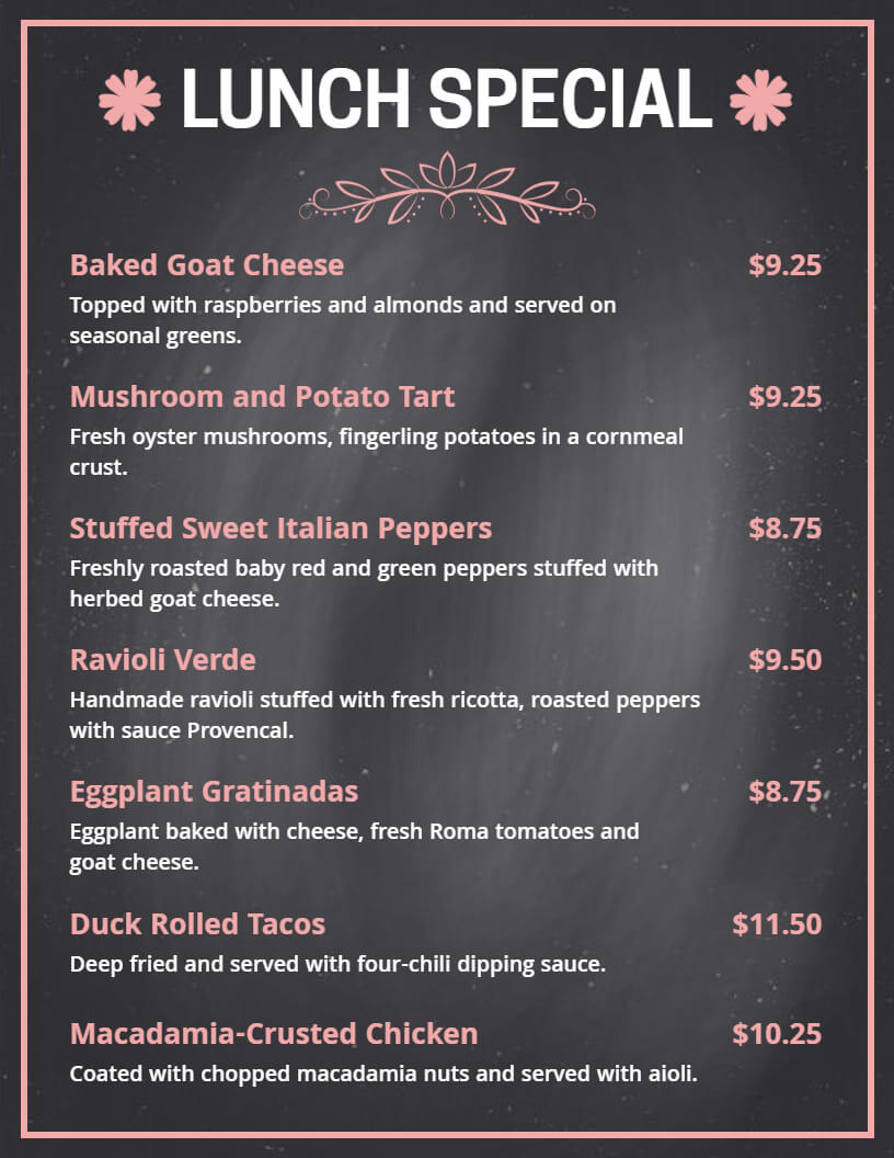 Restaurant Menu Ideas and Examples