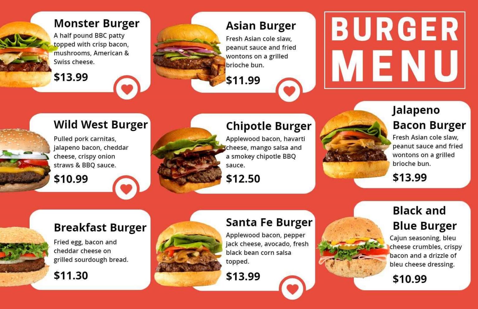 Burger Menu Design Ideas, Examples, and Samples