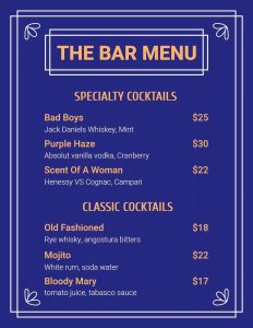 Bar Menu Design Ideas and Examples