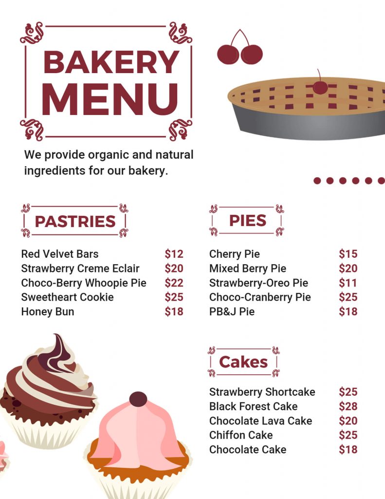 Bakery Menu Design Ideas Examples And Samples