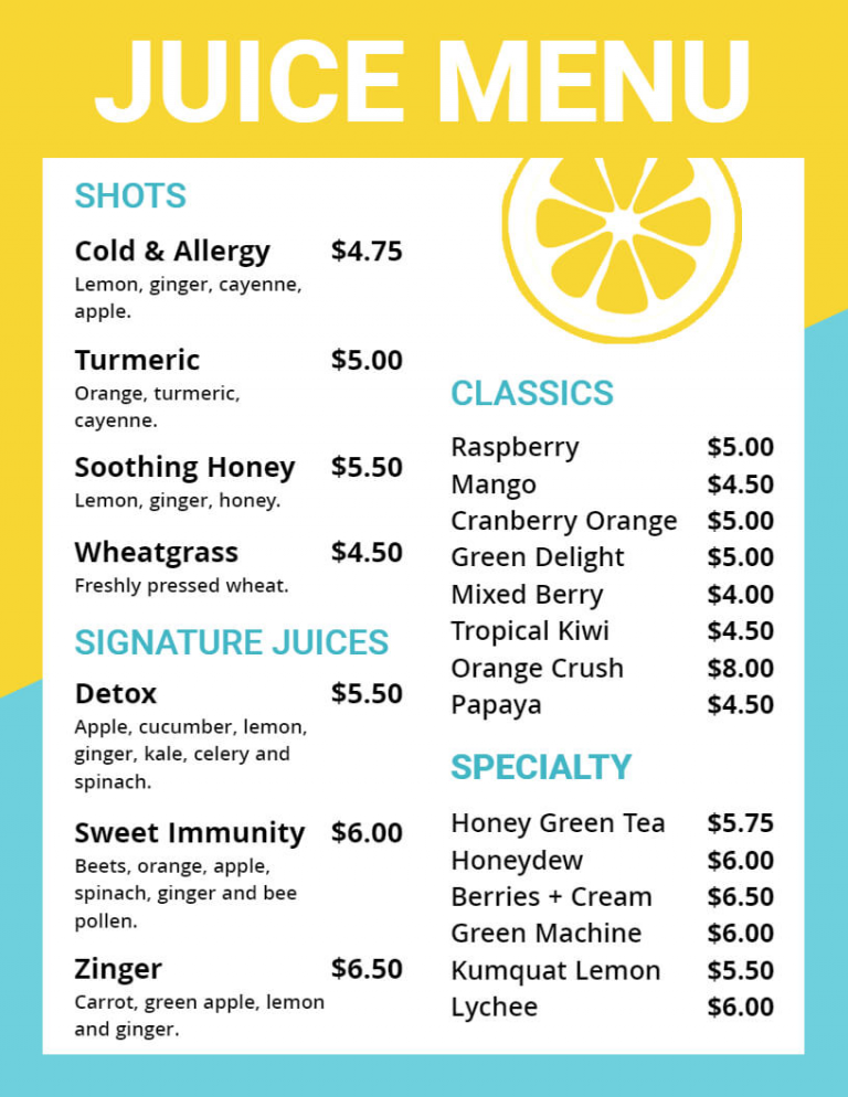 Drink Menu Design Ideas, Examples, and Samples