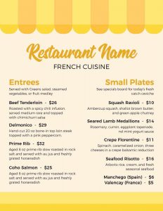 French Menu Design Ideas and Examples