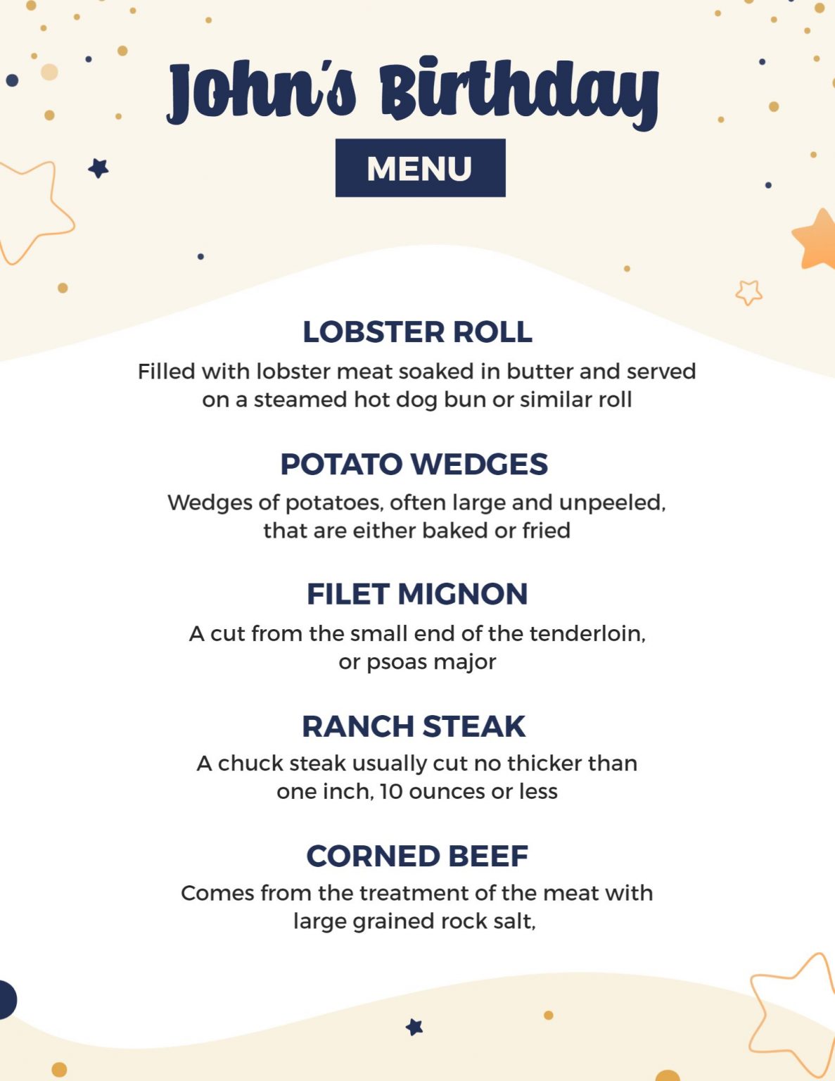 Birthday Menu Design Ideas, Examples, and Samples