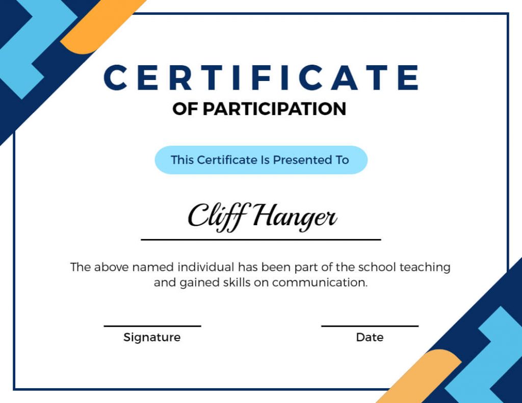 Examples Of Certificate Of Participation Examples Of Certificate Of Participation