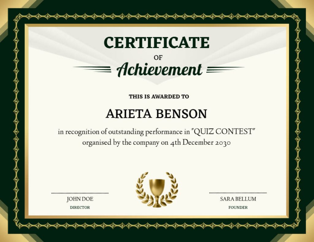 Certificate Of Achievement Sample Free Word Template Certificate Of Achievement Sample Free Word Template
