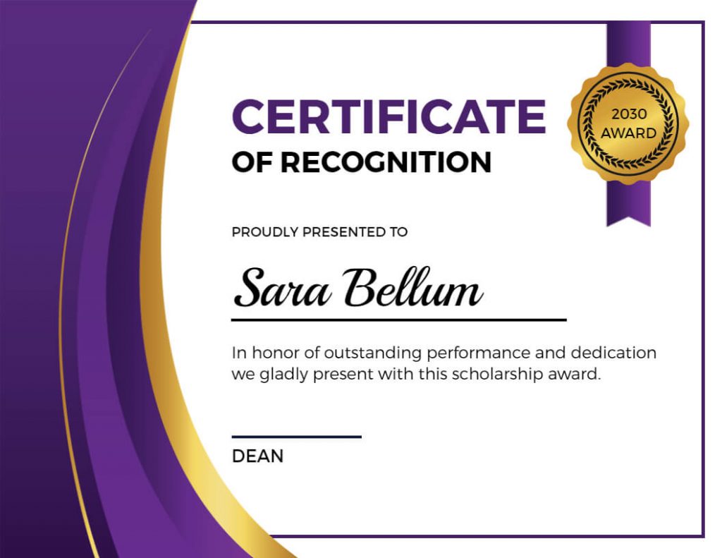 Examples Of Certificate Of Recognition Examples Of Certificate Of Recognition