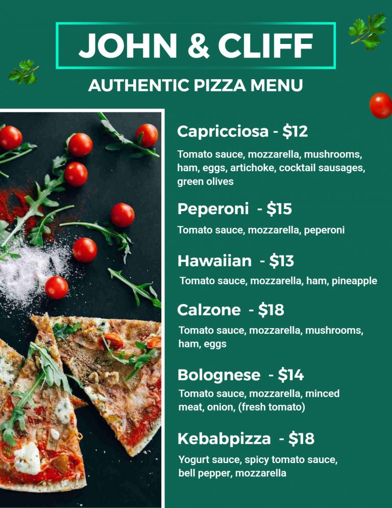 Pizza Menu Design Ideas, Examples & Samples