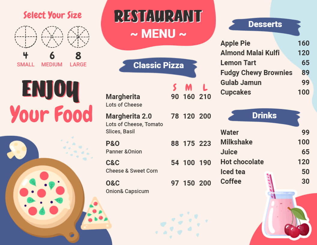Pizza Menu Design Ideas, Examples & Samples