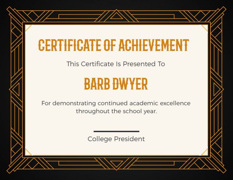 Academic Certificate Example