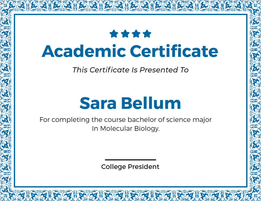 Academic Certificate Example