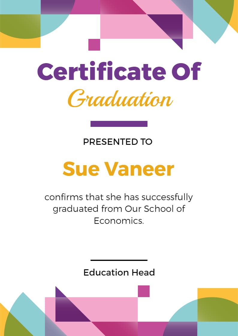 Academic Certificate Example