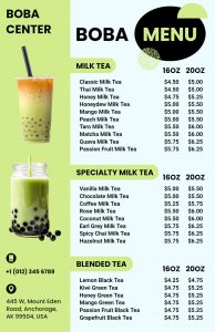 Boba Menu Design Ideas and Examples