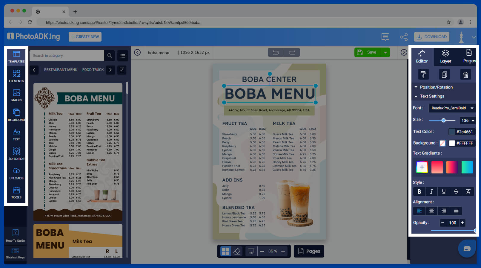 How to Design a Boba Menu Using Templates?