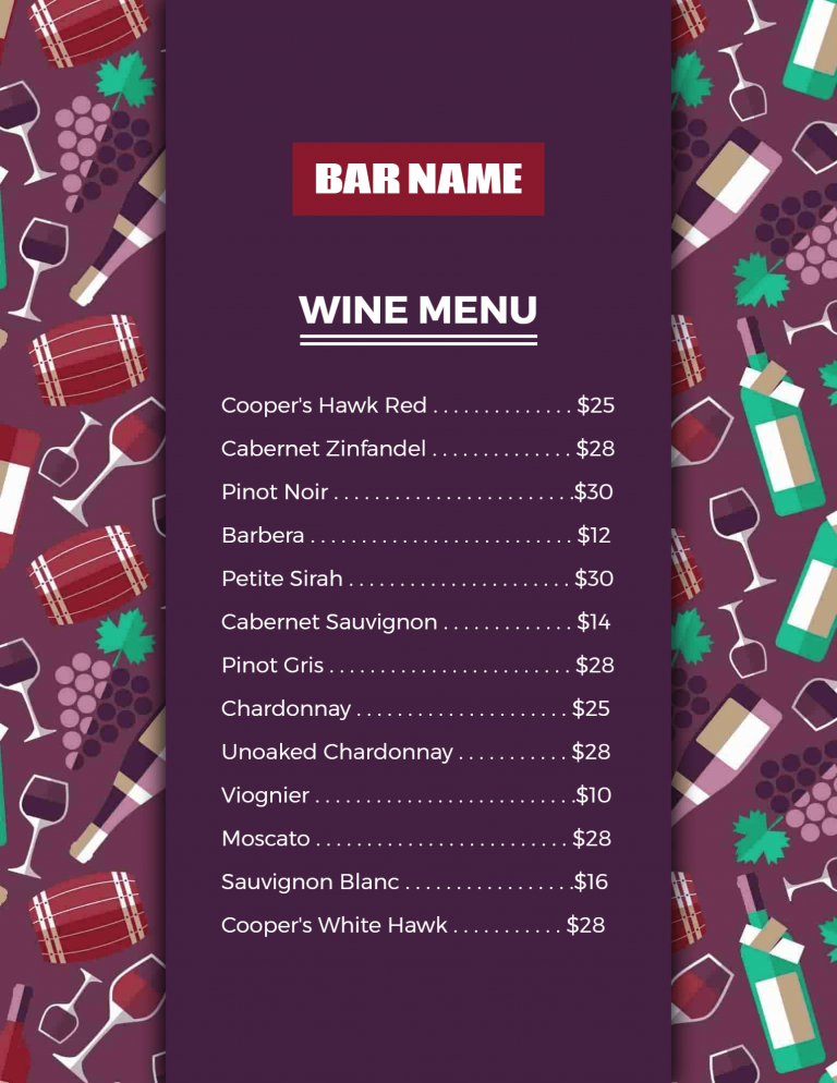 Wine Menu Design Ideas, Examples and Samples