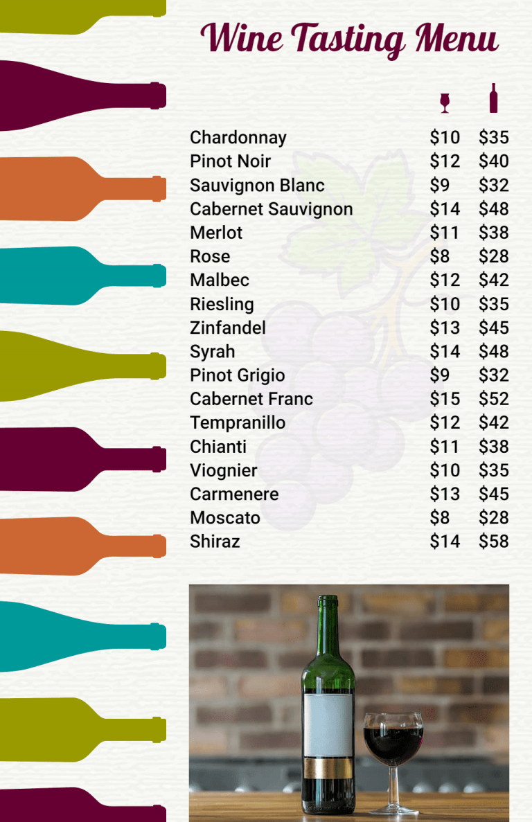 Wine Menu Design Ideas, Examples and Samples