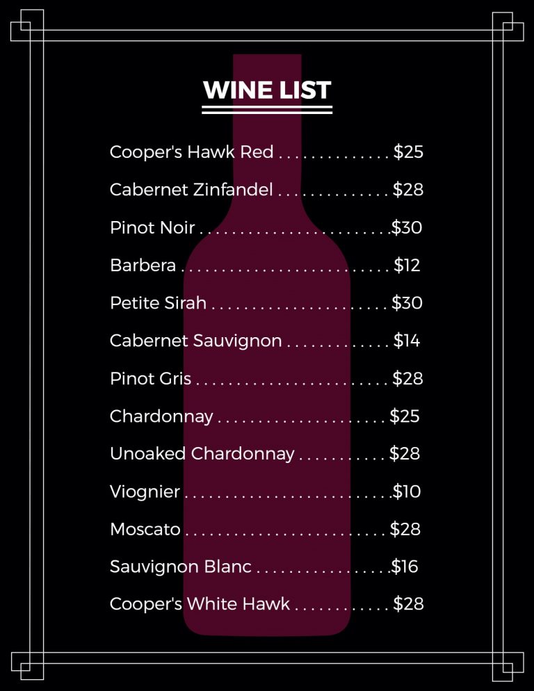 Wine Menu Design Ideas, Examples and Samples