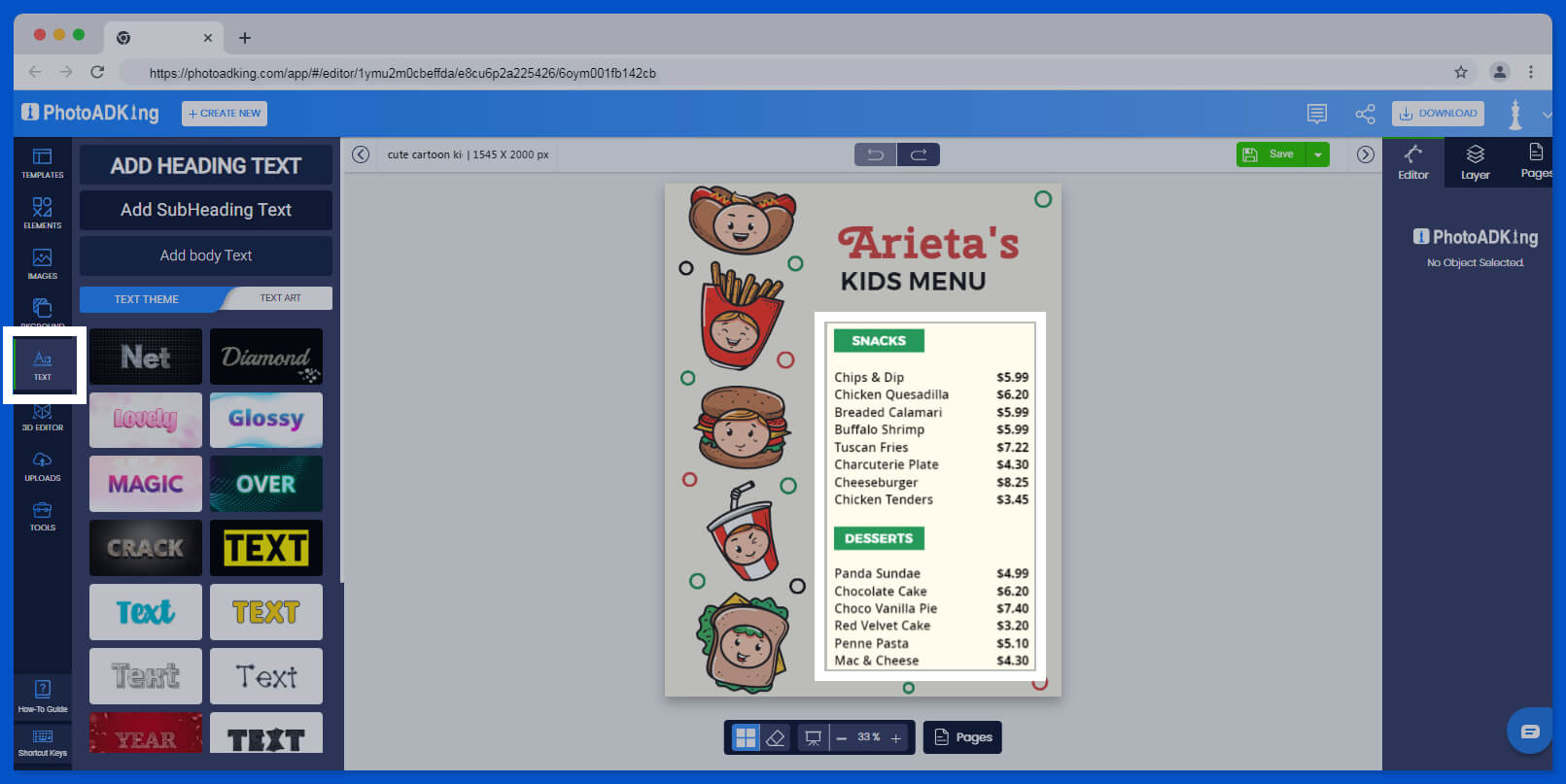 How to Design a Kid's Menu Using Templates?