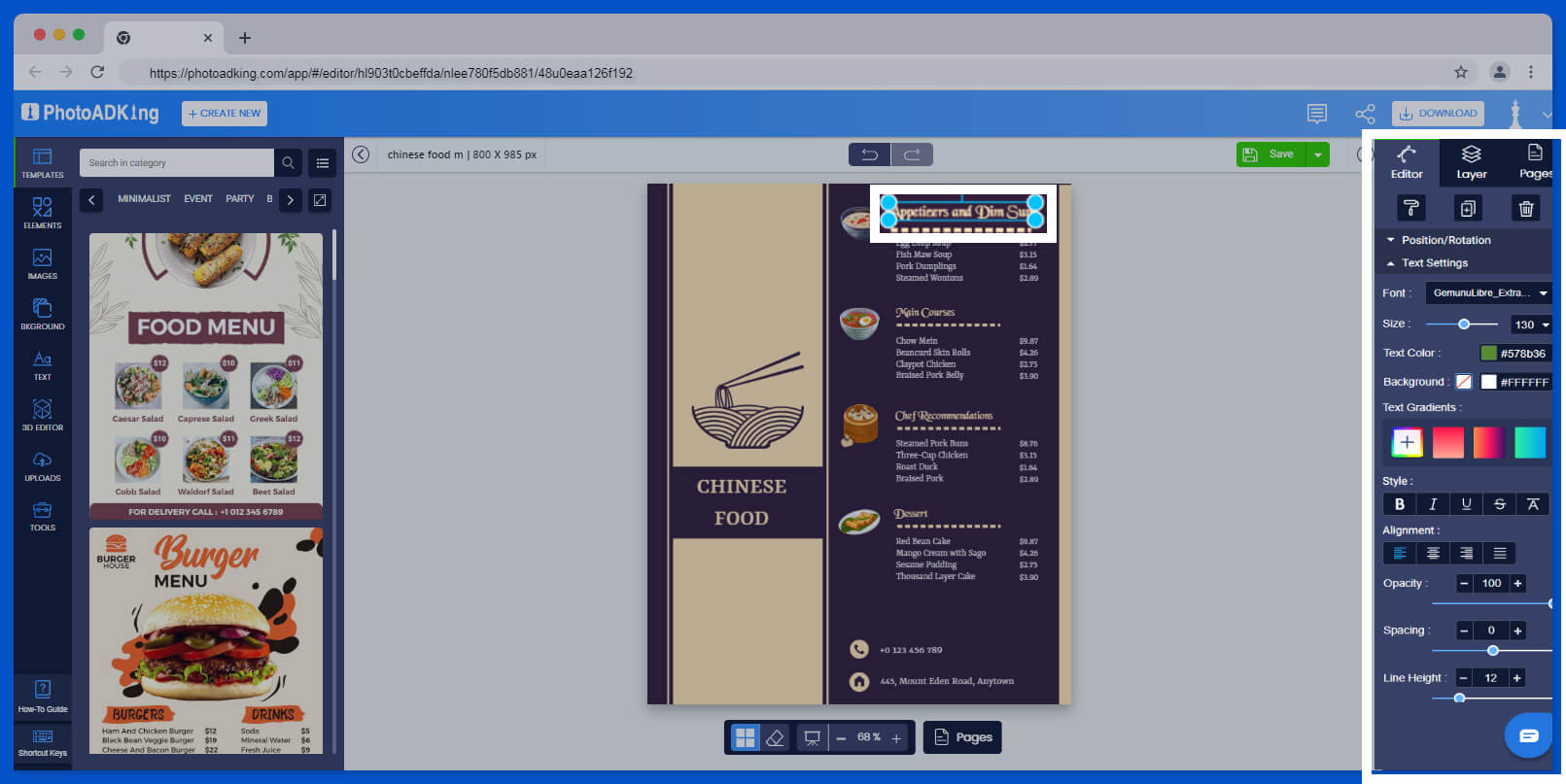 How to Design a Chinese Menu Using Templates