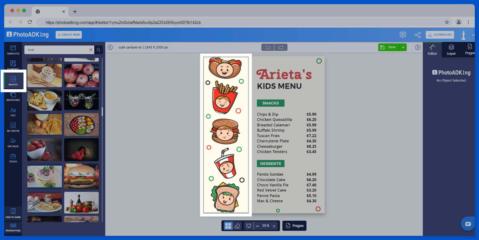 How to Design a Kid's Menu Using Templates?