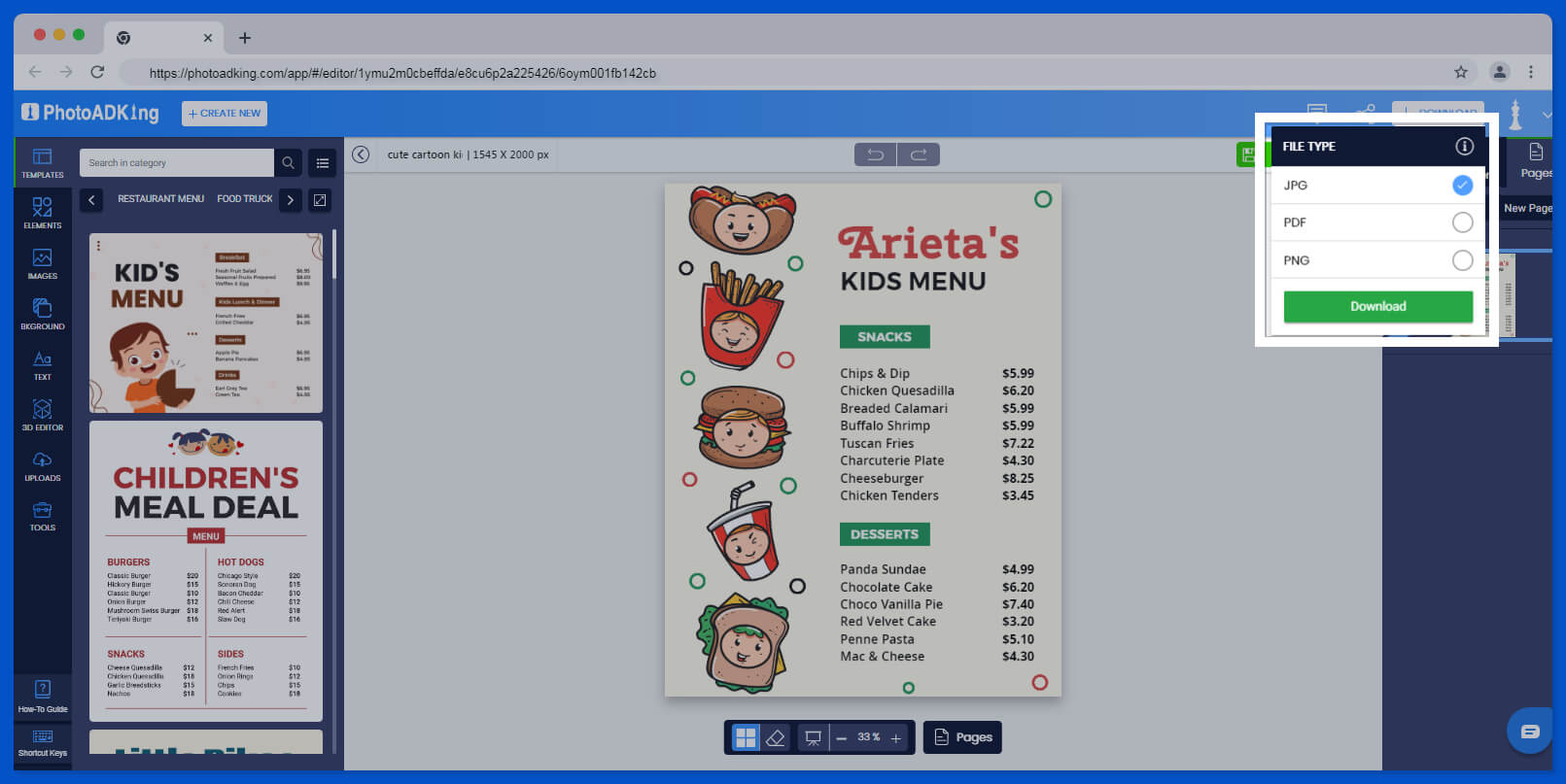 How to Design a Kid's Menu Using Templates?