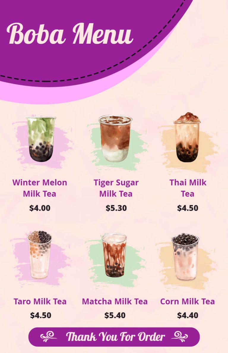 Boba Menu Design Ideas and Examples