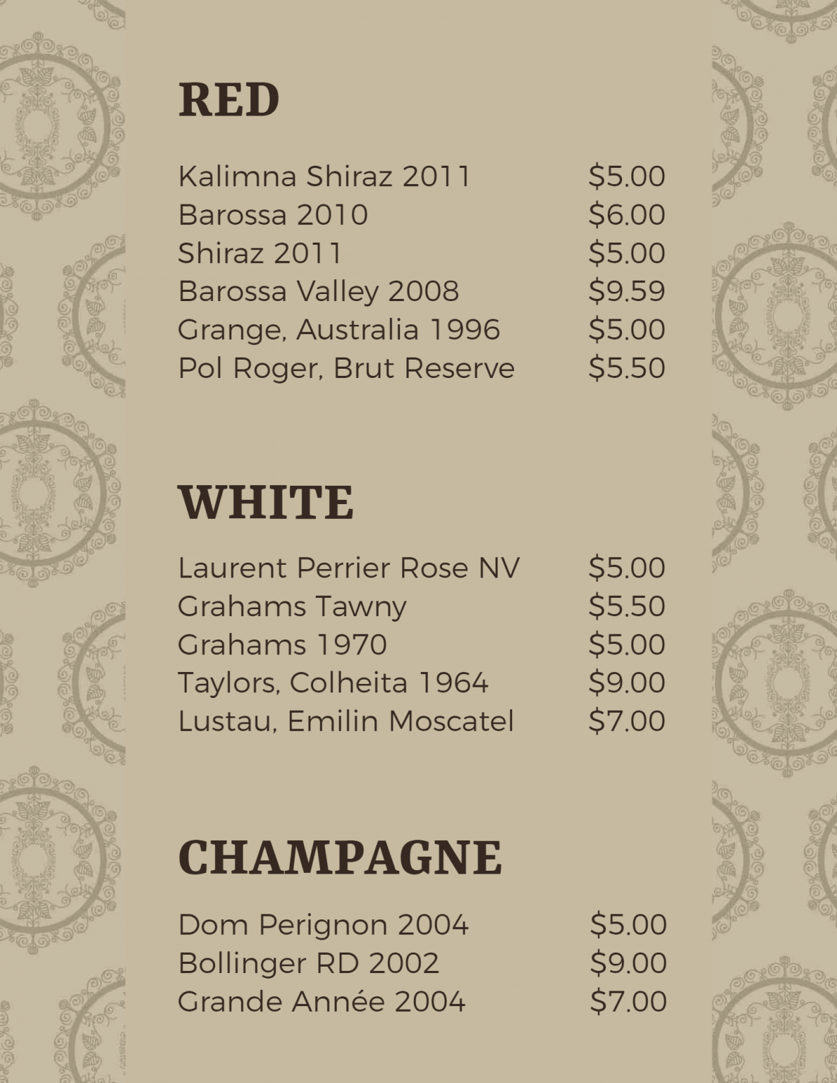 Wine Menu Design Ideas, Examples and Samples