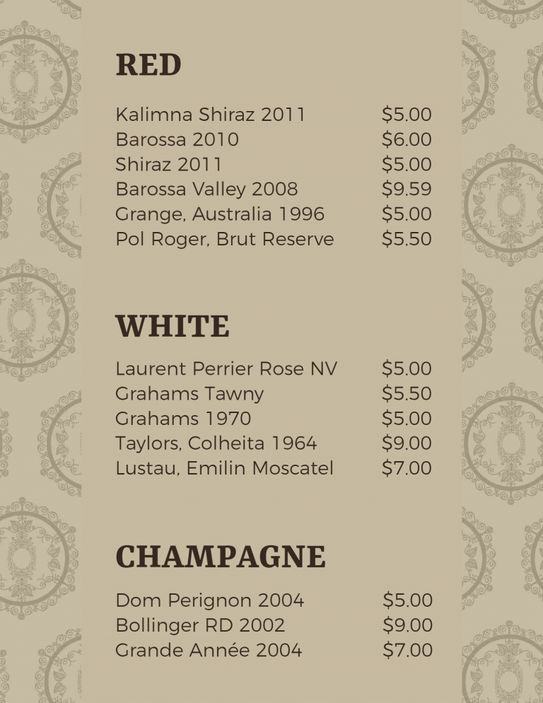 Wine Menu Design Ideas, Examples and Samples