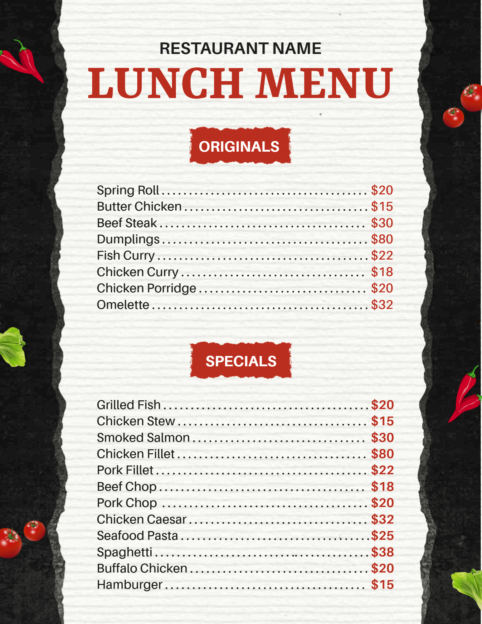 Lunch Menu Design Ideas, Examples & Samples