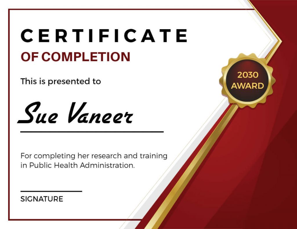 Completion Certificate Sample