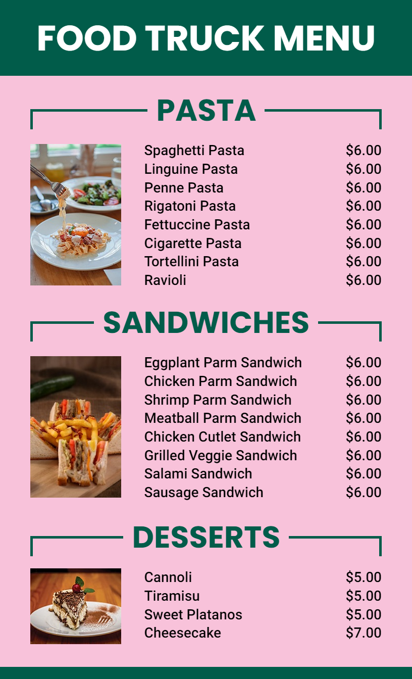 Food Truck Menu Design Ideas at Sarah Dobell blog