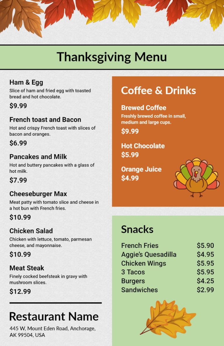 Thanksgiving Menu Design Ideas, Examples, and Samples