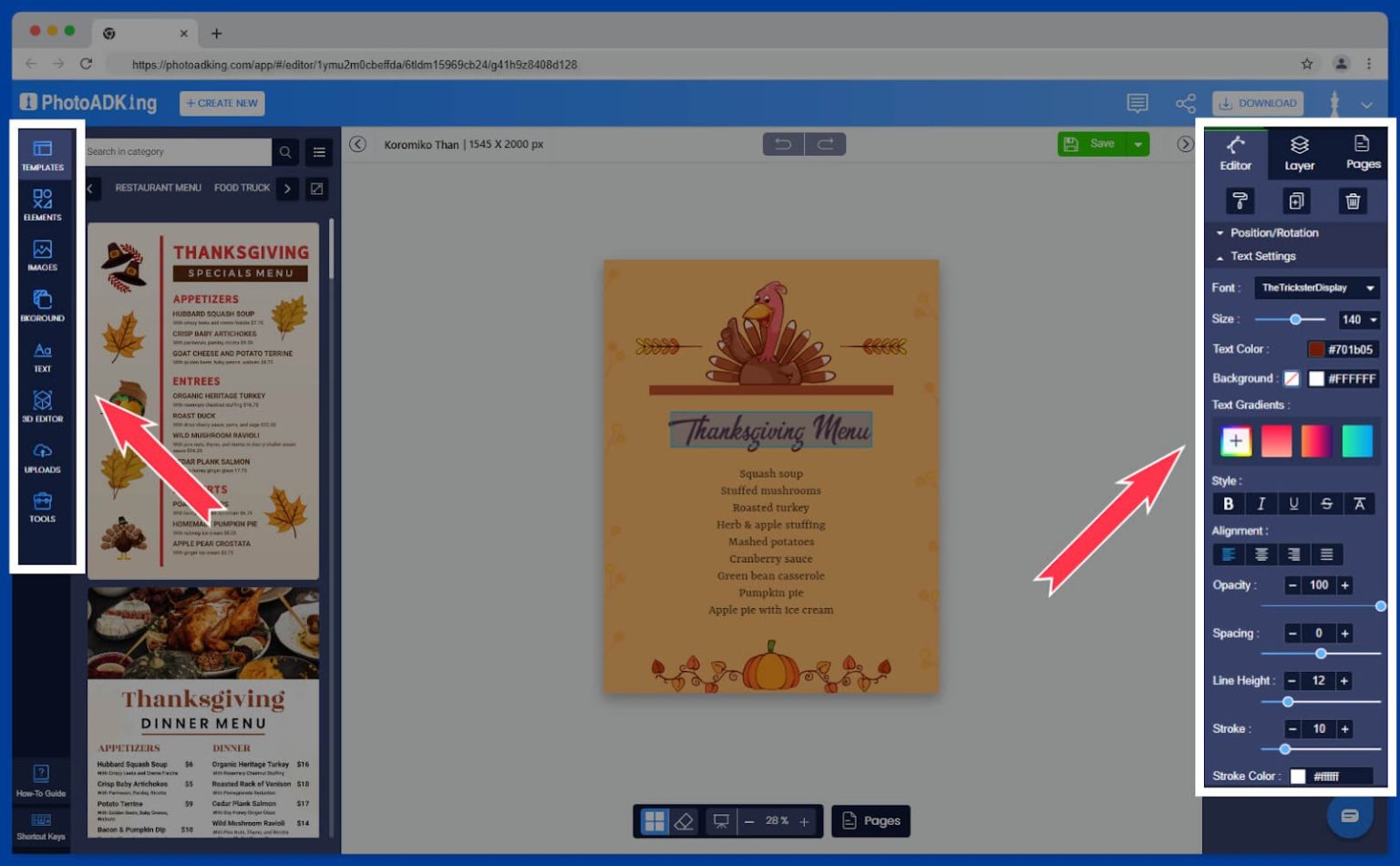 How to Design a Thanksgiving Menu Using Templates?