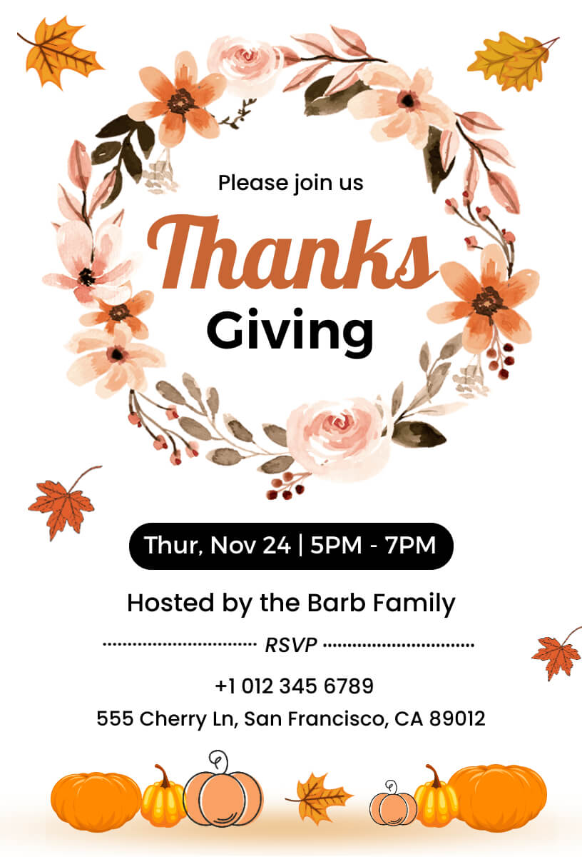 10+ Thanksgiving Invitation Ideas and Samples