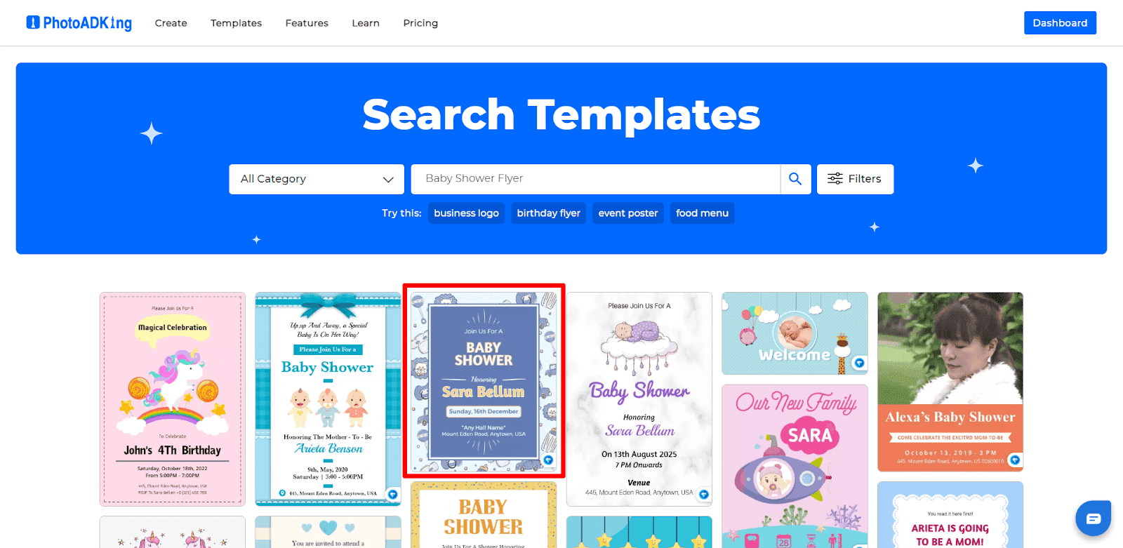 Quick Steps to Design Baby Shower Flyer Using PhotoADKing