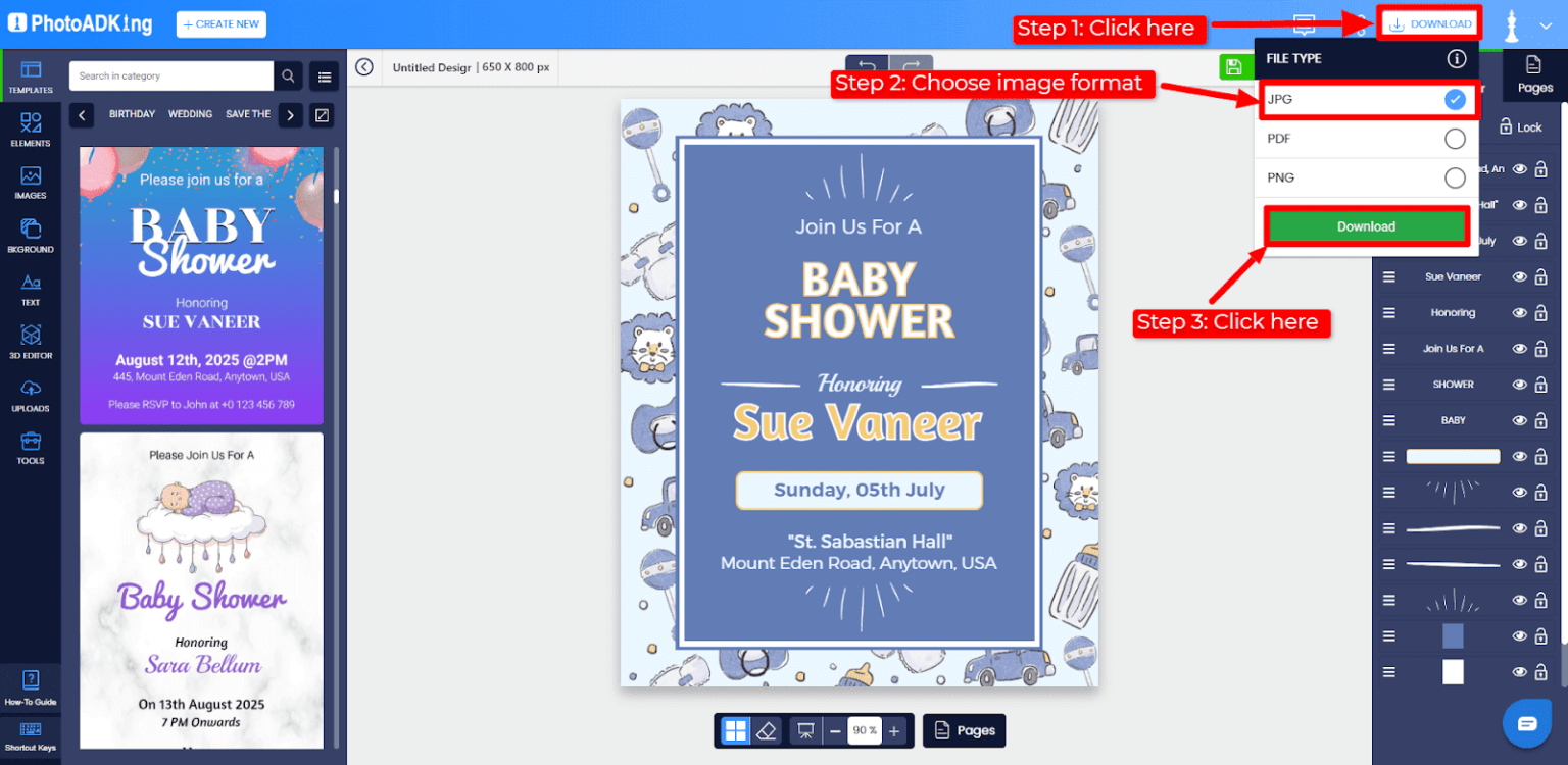 Quick Steps to Design Baby Shower Flyer Using PhotoADKing