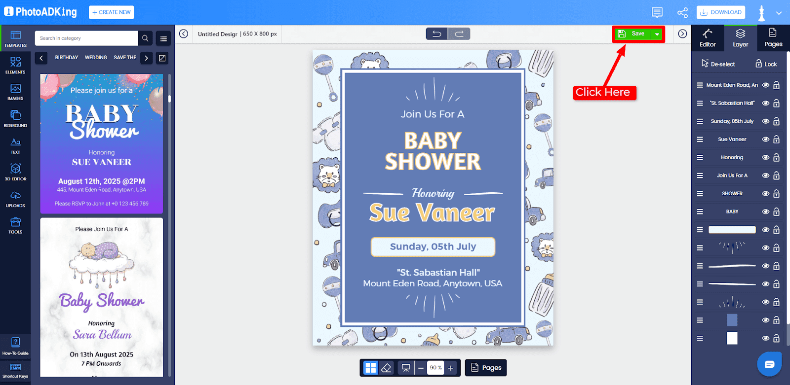 Quick Steps to Design Baby Shower Flyer Using PhotoADKing